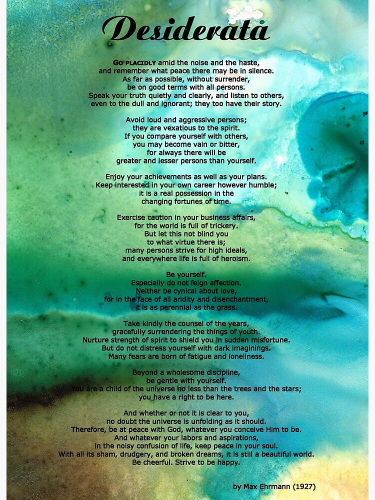 "Desiderata 2 - Words of Wisdom" Poster for Sale by SharonCummings ...