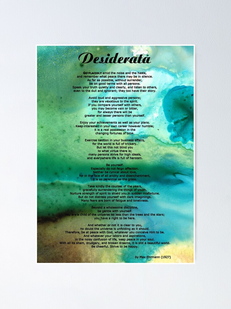 "Desiderata 2 - Words of Wisdom" Poster for Sale by SharonCummings ...
