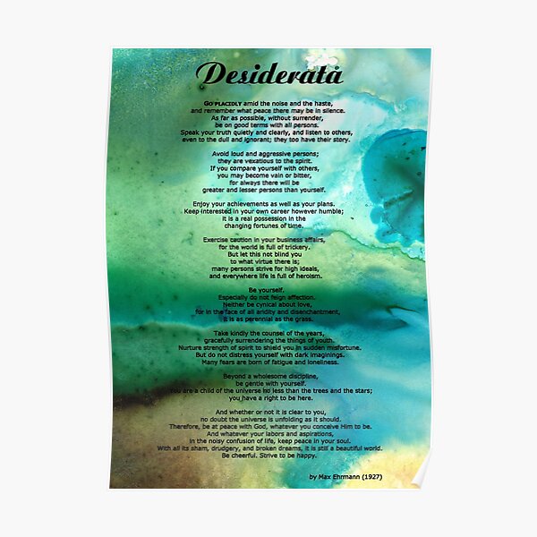 "Desiderata 2 - Words of Wisdom" Poster for Sale by SharonCummings ...