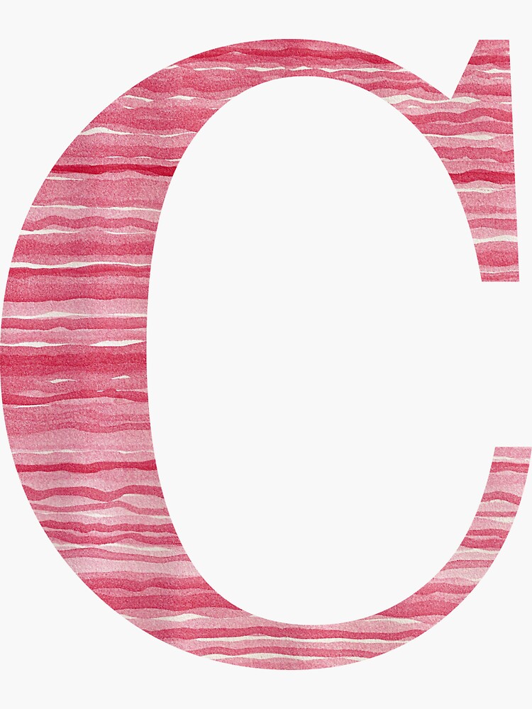 Pegatina «Letra C rojo acuarela rayas inicial monograma» de ...