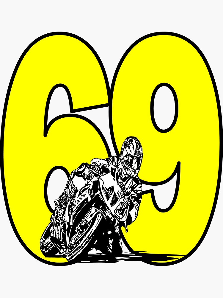 "Number 69 and a moto - sixty nine" Sticker by AllShirts21 | Redbubble