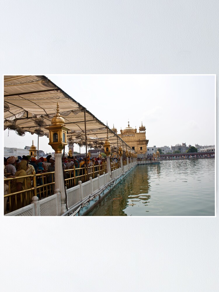 "Devotees thronging the causeway to the Golden Temple" Poster by ...