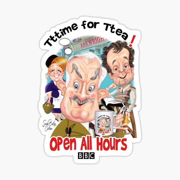 "Open All Hours" Sticker for Sale by SARAH BAILEY CARTOONS | Redbubble
