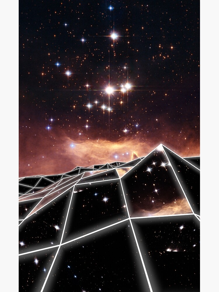 "Geometric synthwave background design " Art Print for Sale by ...