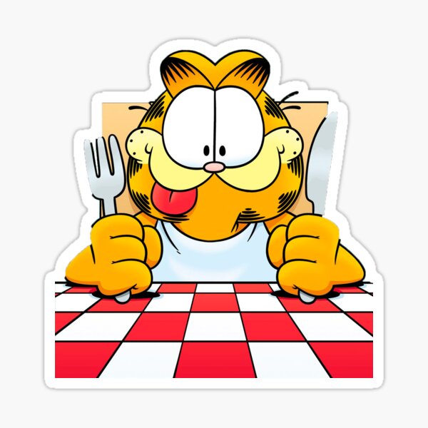 "Garfield - Your favorite cat is hungry!" Sticker by redblueyellowd ...