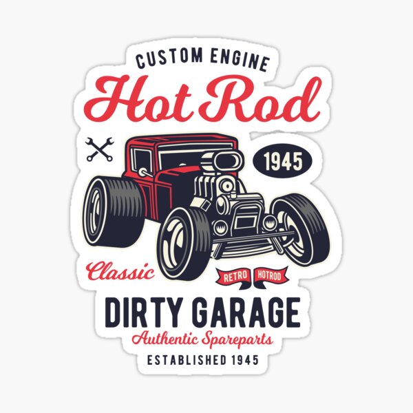 "Vintage Hot Rod Retro Rockabilly Classic Car Rock and Roll" Sticker ...