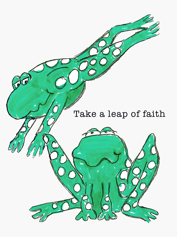 "Frogs drawing take a leap of faith" Sticker by Shininglight14 | Redbubble