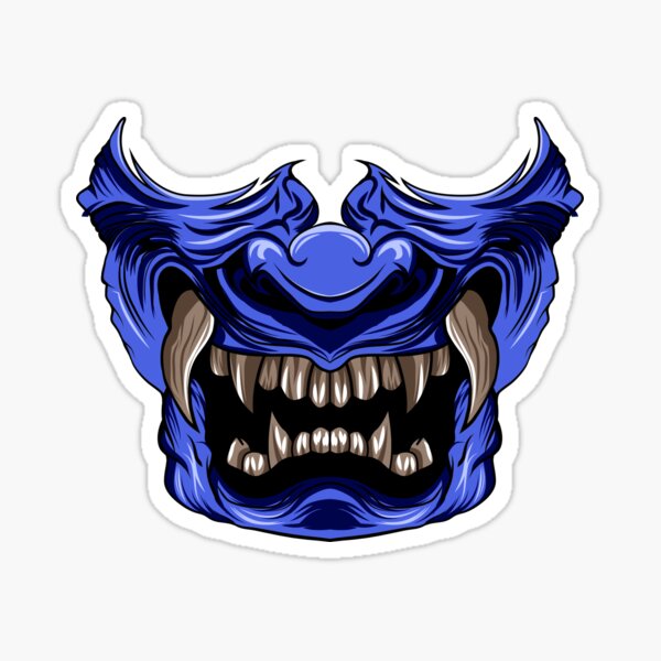 "Samurai Mask Blue" Sticker for Sale by muskitt | Redbubble