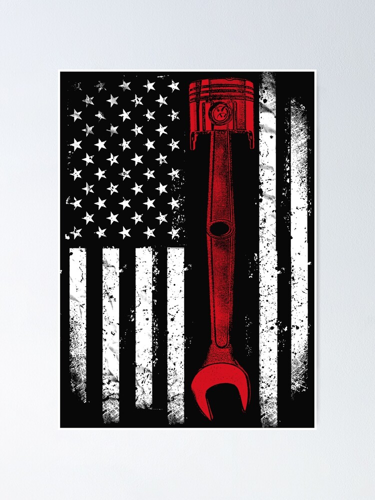 "Mechanic American Flag" Poster by Jelisandie | Redbubble