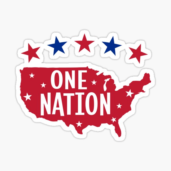 "One Nation America USA Map and Stars Gift 2" Sticker for Sale by ...