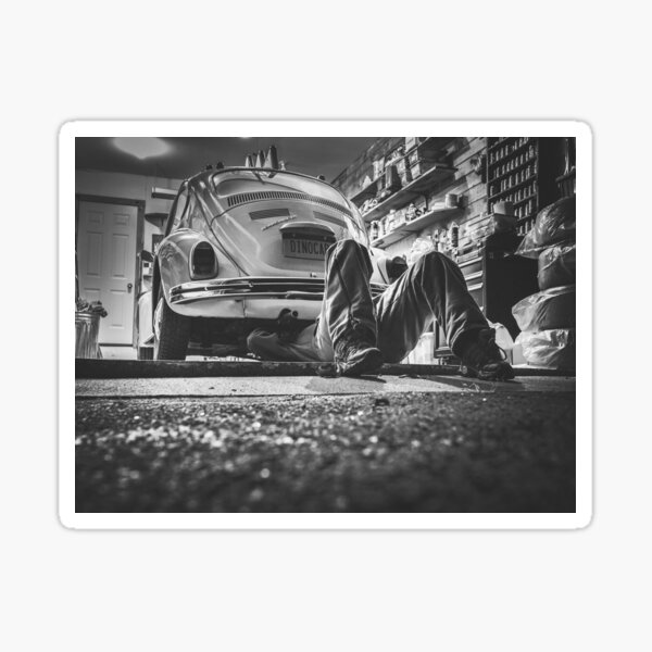 "Car mechanic hard at work" Sticker for Sale by gadgetworks1984 | Redbubble
