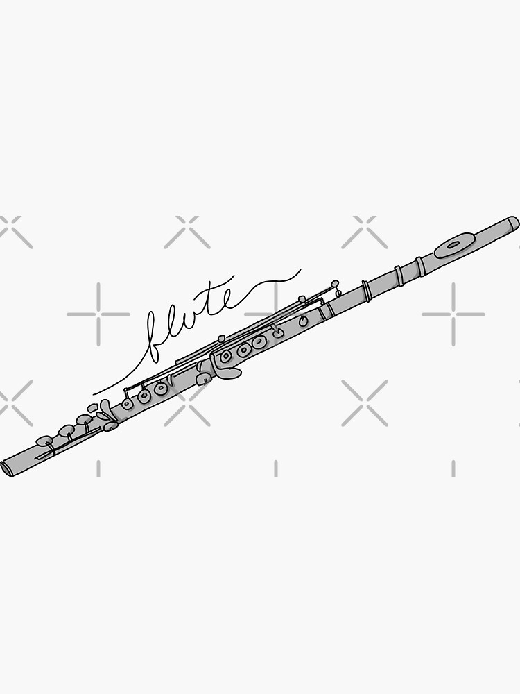 "Gray Flute Line Art With Cursive Script " Sticker for Sale by ...