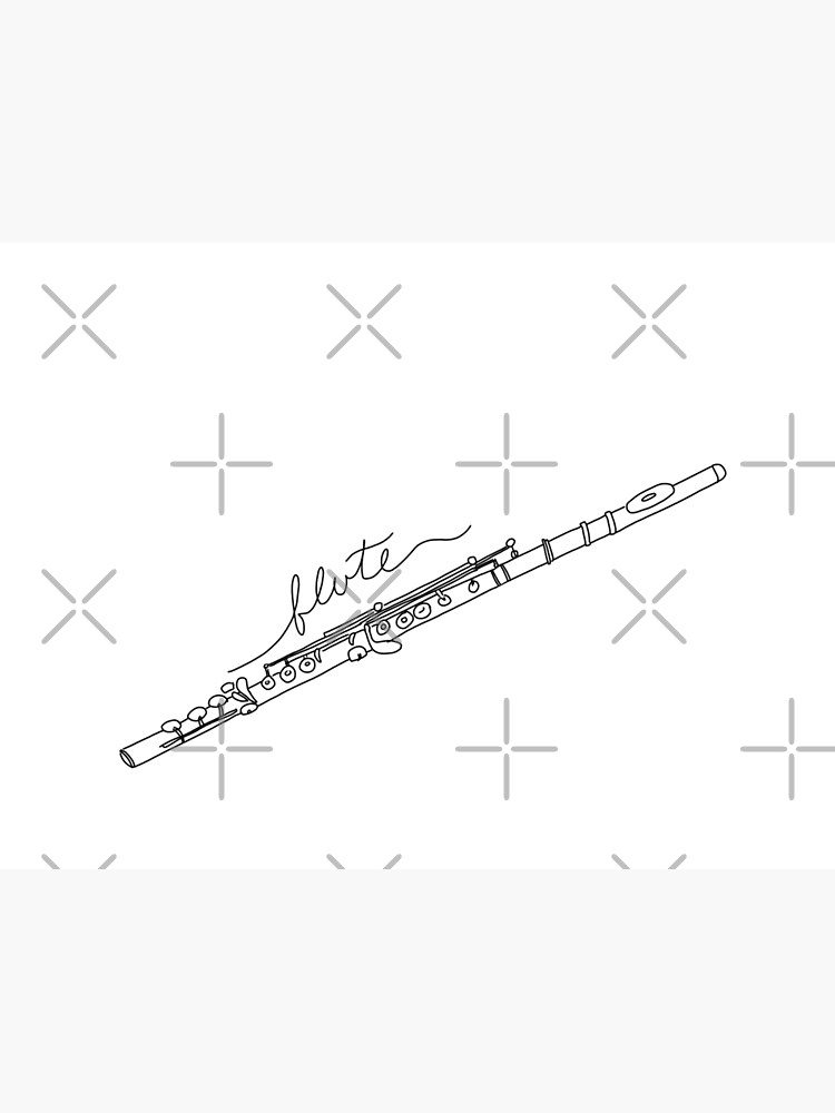 "Black and White Flute Line Art With Cursive Script " Postcard for Sale ...