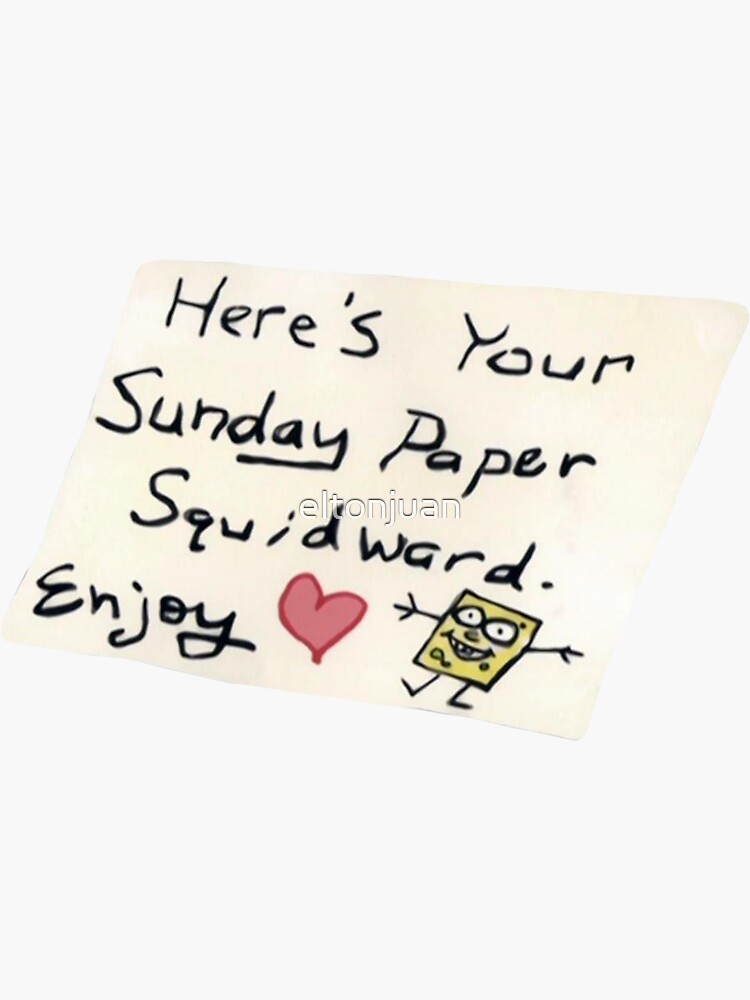 "Spongebob's Note" Sticker for Sale by eltonjuan | Redbubble