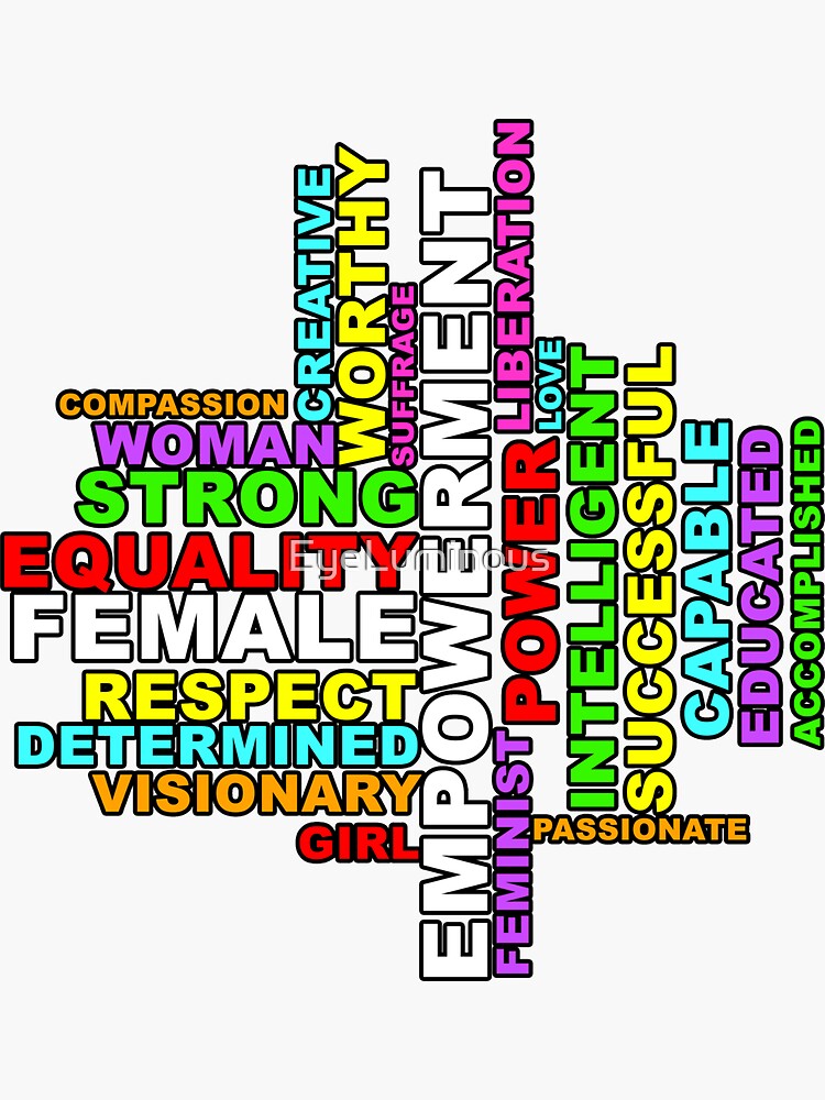 "Strong Woman Word Cloud" Sticker by EyeLuminous | Redbubble