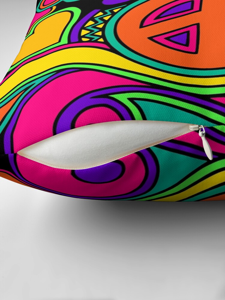 "Pretty Pink n Colorful Hippy Trippy Design" Pillow for Sale by Alondra ...