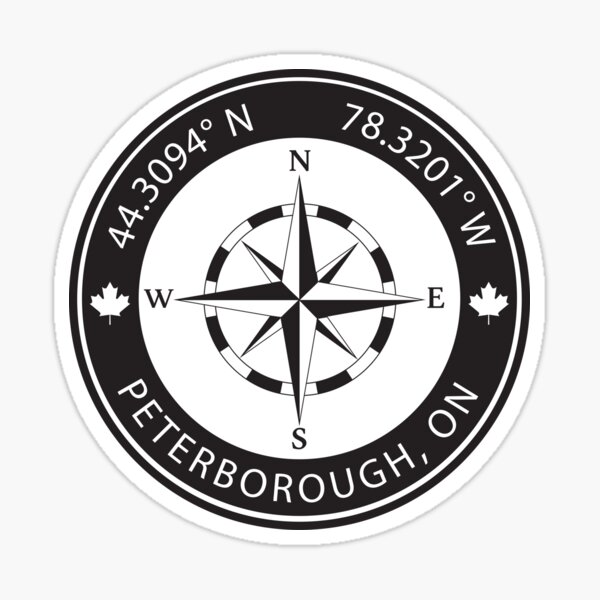 "Peterborough, Ontario Geographical Coordinates" Sticker for Sale by ...
