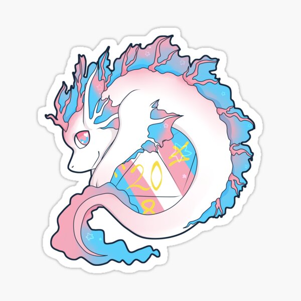 "Trans Pride Dice Dragon" Sticker for Sale by inkblotwolf | Redbubble