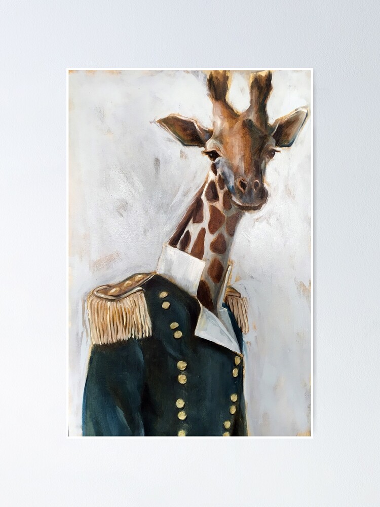 "Anthropomorphic Military Giraffe portrait painting" Poster for Sale by ...
