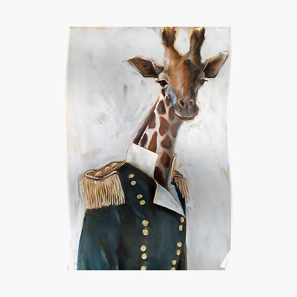 "Anthropomorphic Military Giraffe portrait painting" Poster by ...