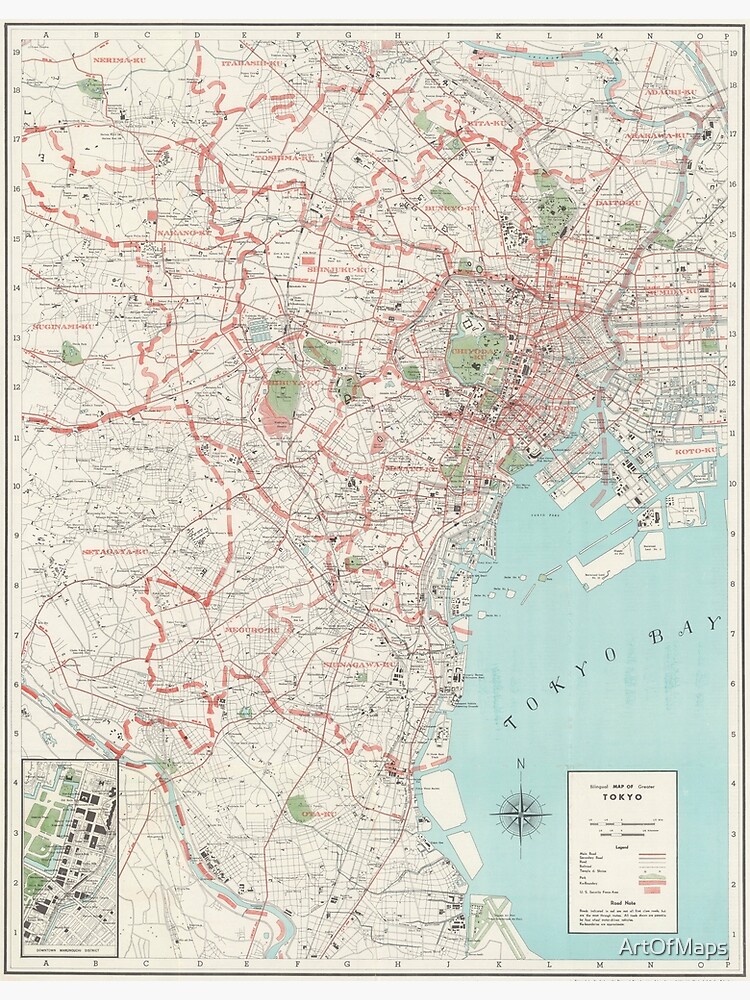 "Tokyo City Map 1950's" Poster for Sale by ArtOfMaps | Redbubble