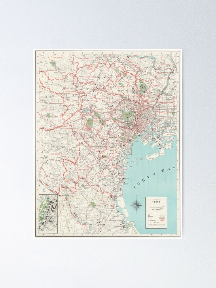 "Tokyo City Map 1950's" Poster for Sale by ArtOfMaps | Redbubble