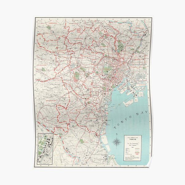 "Tokyo City Map 1950's" Poster for Sale by ArtOfMaps | Redbubble