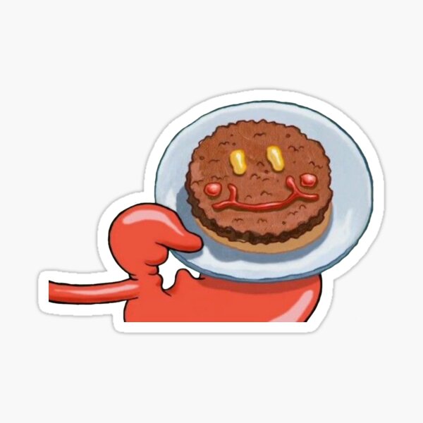 "mr krabs // smiley face krabby patty" Sticker by JulianaM14 | Redbubble