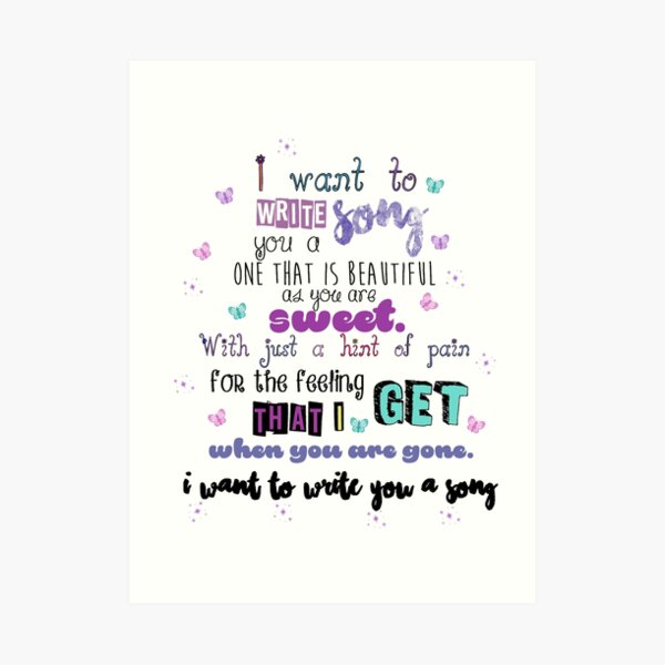 "One Direction - I Want To Write You A Song" Art Print by ...