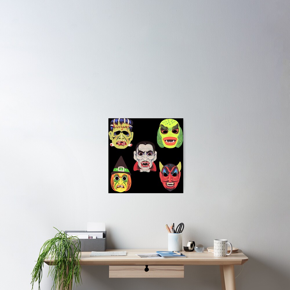 "Vintage Halloween Masks" Poster by Zeldaxlove86 | Redbubble