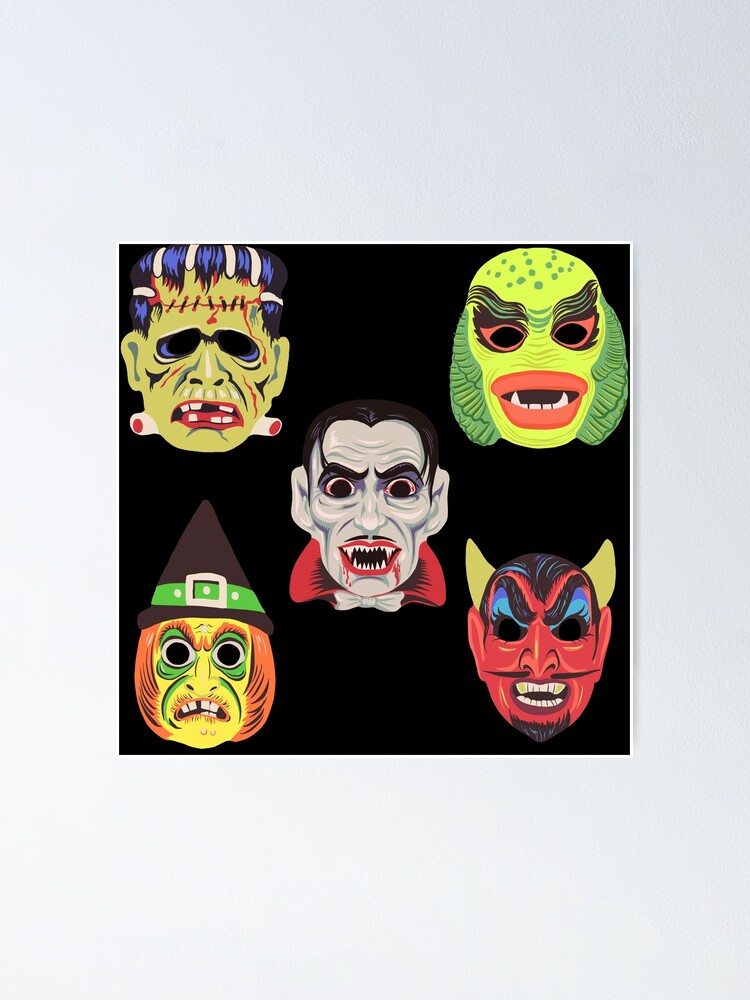 "Vintage Halloween Masks" Poster for Sale by Zeldaxlove86 | Redbubble