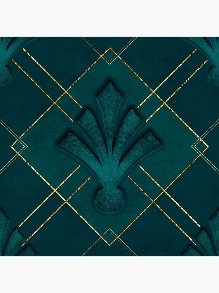 "Emerald Green And Gold Art Deco Pattern" Framed Art Print for Sale by ...