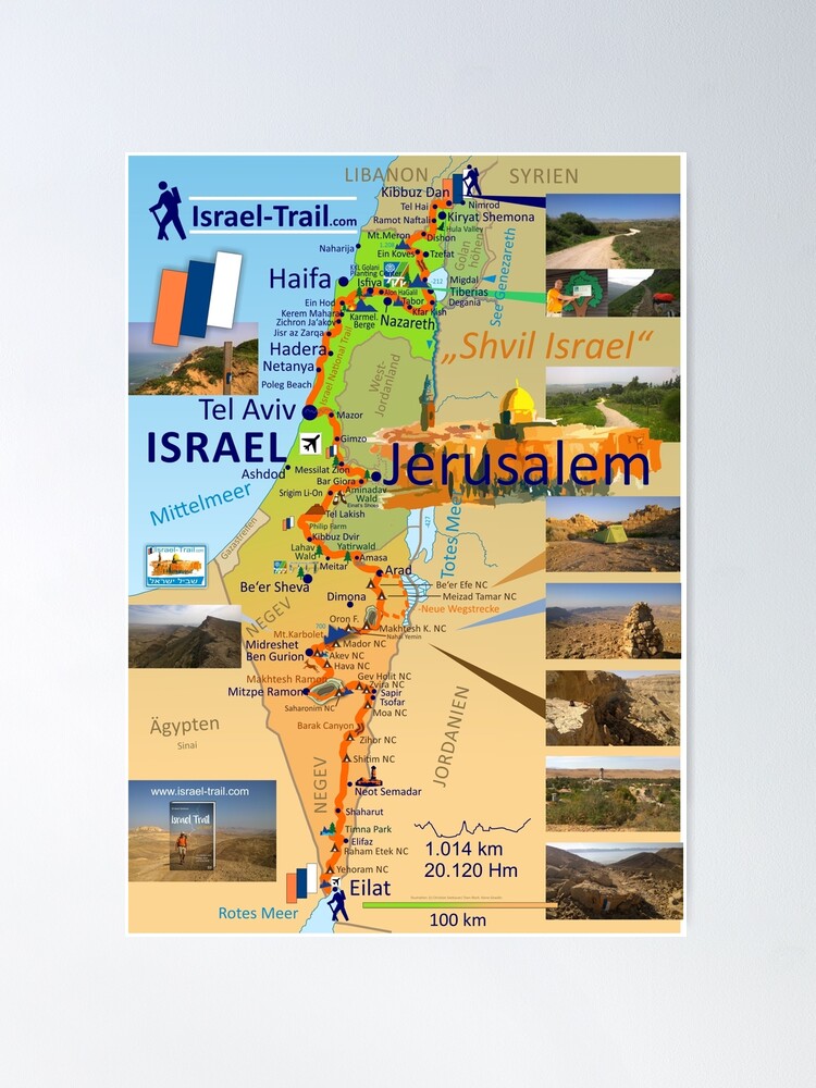 "Israel National Trail Map, Shvil Israel Map" Poster by Ch-Seebauer ...