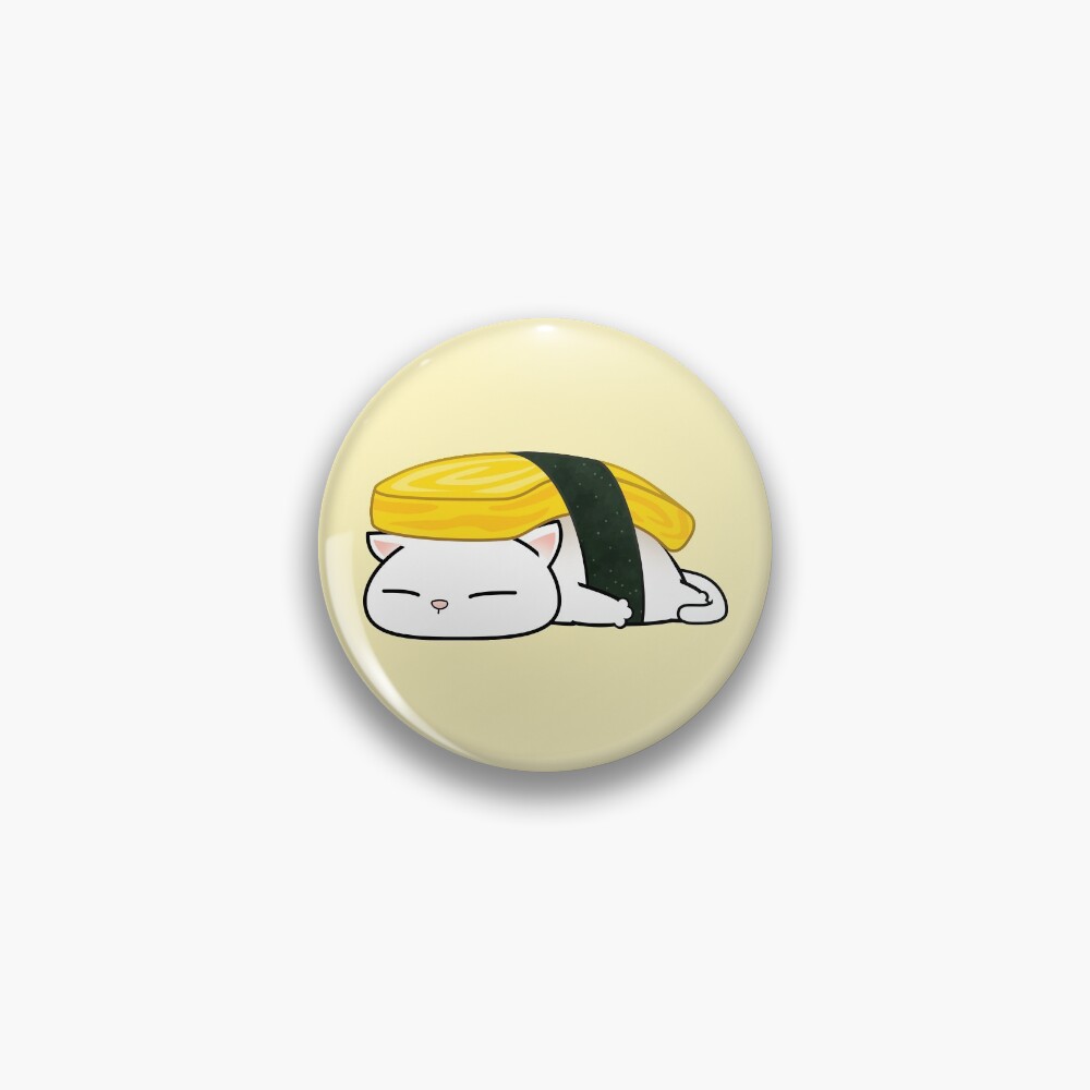 "Chubby Cat Tamago Sushi Cat" Pin for Sale by Takeda-art | Redbubble