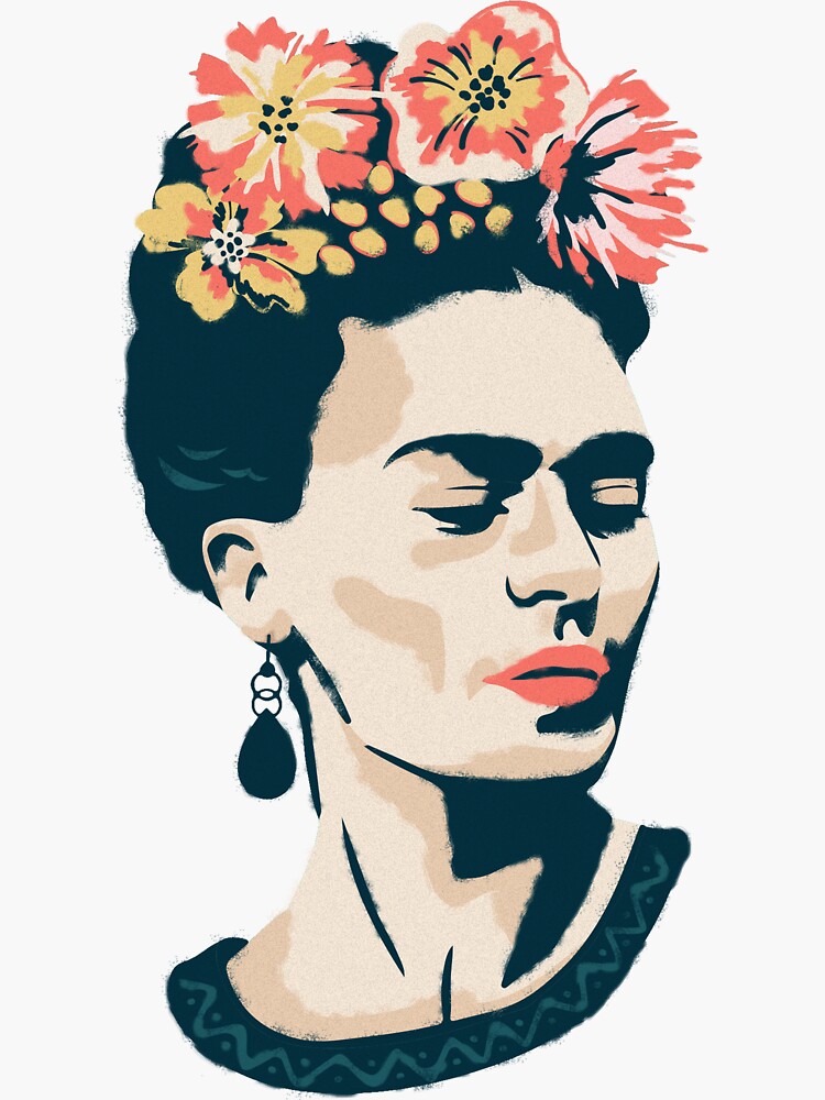 "Frida Kahlo in Flowers" Sticker for Sale by grafa-designs | Redbubble