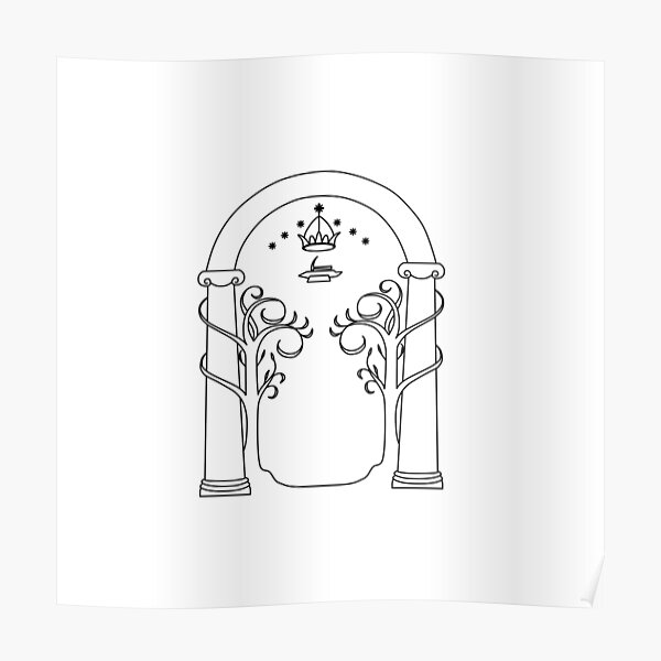 "lord of the gates ring line art illustration" Poster for Sale by ...