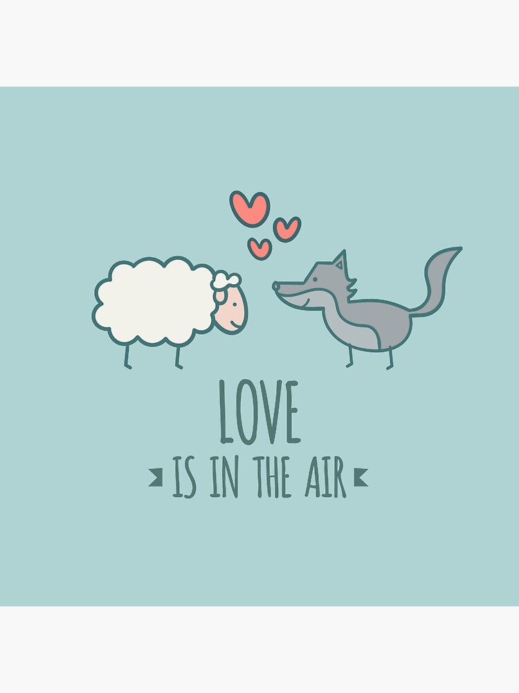 "Couple Wolf And Sheep Love Is In The Air" Sticker by MrBoneDesign ...