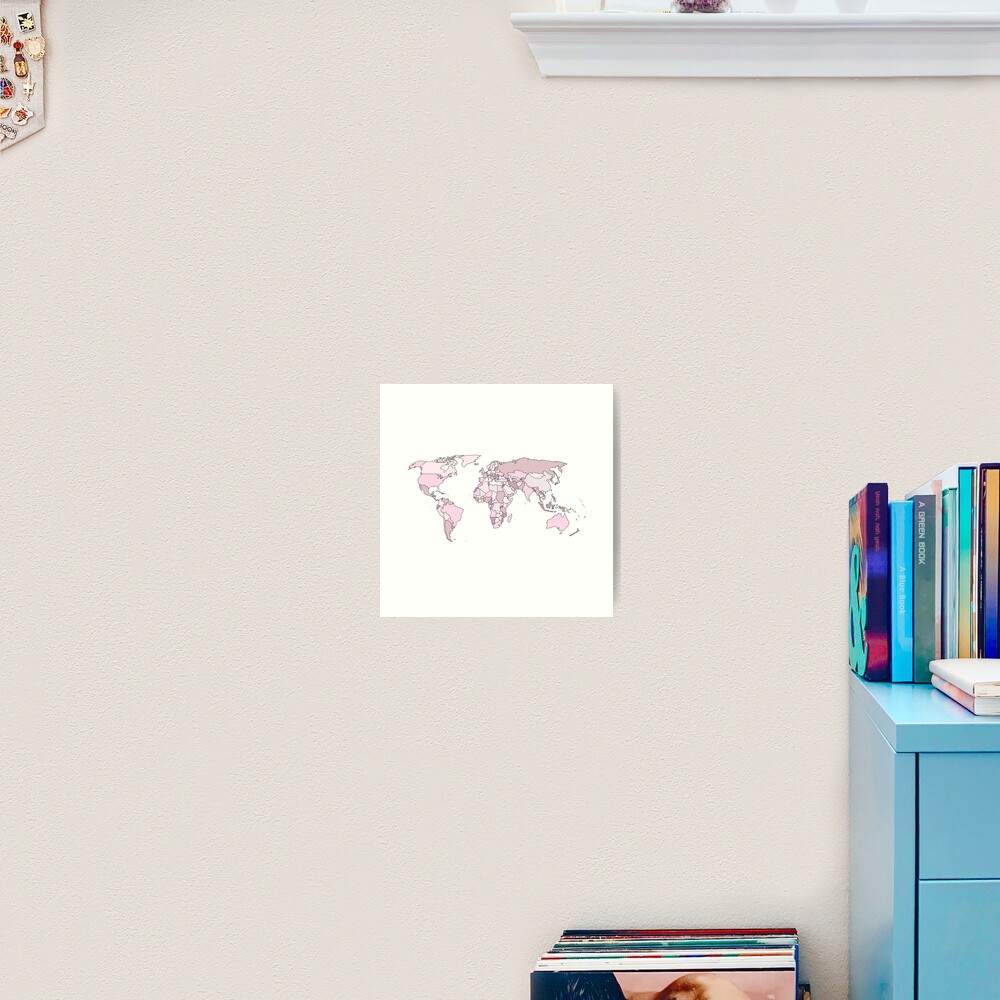 "Pink aesthetic world map" Art Print by Pastel-PaletteD | Redbubble