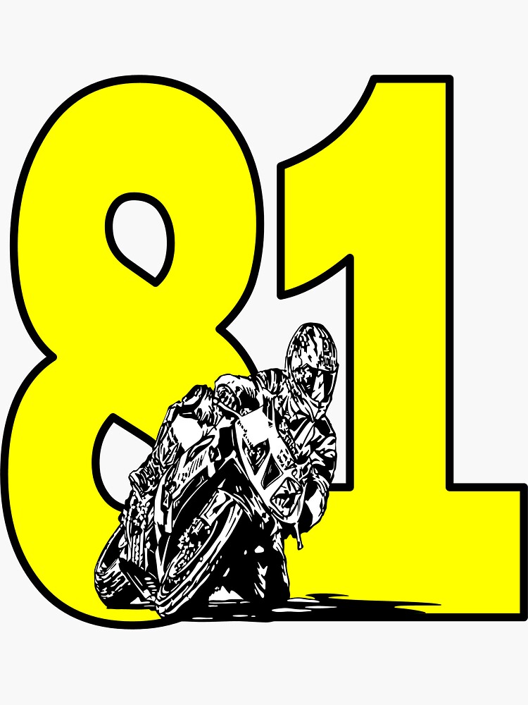 "Number 81 and a moto - eighty one" Sticker by AllShirts21 | Redbubble