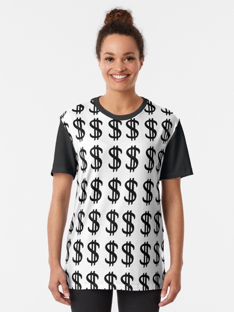 "Dollar sign pattern - USD symbol black and white illustration" T-shirt ...