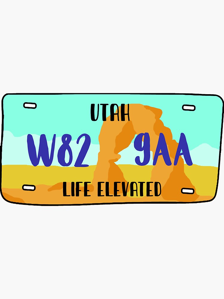 "Utah - American Car Plates Stickers" Sticker by delamo | Redbubble