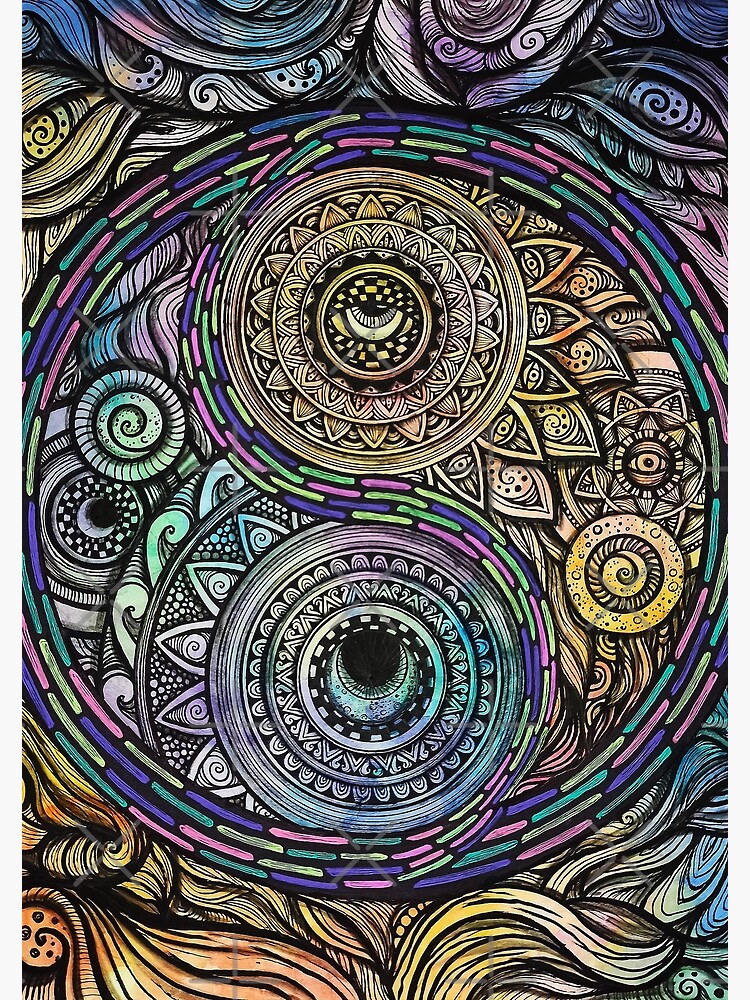 "Trippy Yin yang Sun and Moon Mandala" Art Print by mayescol | Redbubble