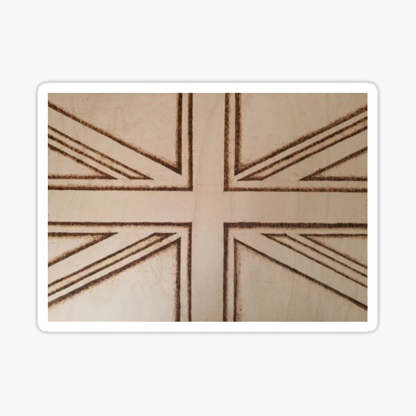 "Wooden Union Jack Burnt Design" Sticker by Marksteen | Redbubble