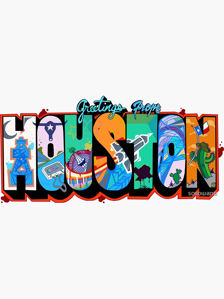 "Greetings From Houston" Sticker for Sale by sosowane | Redbubble