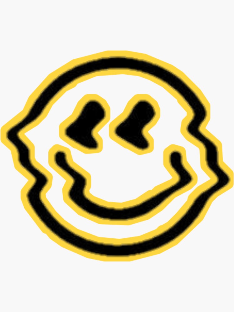 "Trippy Neon Yellow Melting Blurred Smiley Face" Sticker for Sale by ...