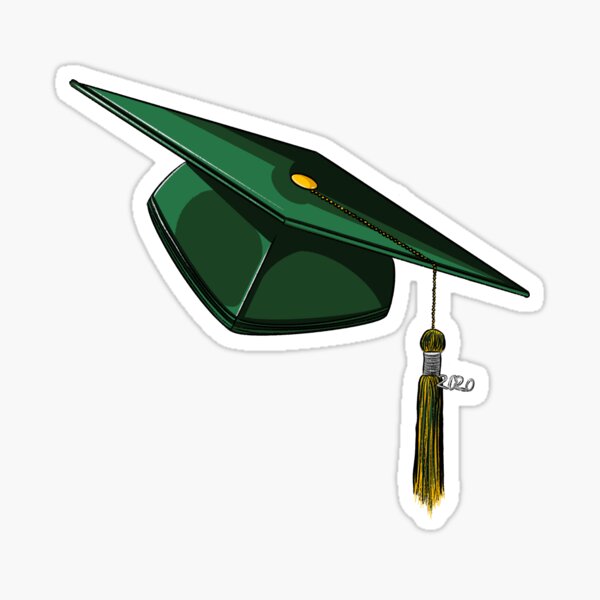 "2020 Green and Gold Graduation Cap" Sticker by abay14 | Redbubble