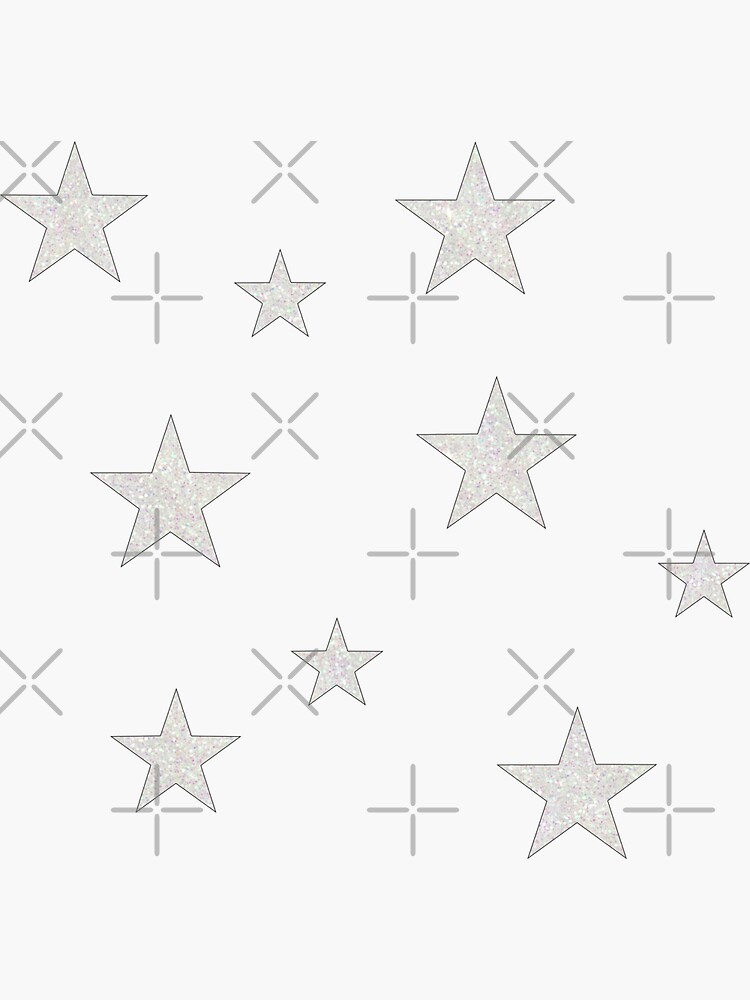 "White Glitter Star Pack" Sticker for Sale by Jmakesart | Redbubble