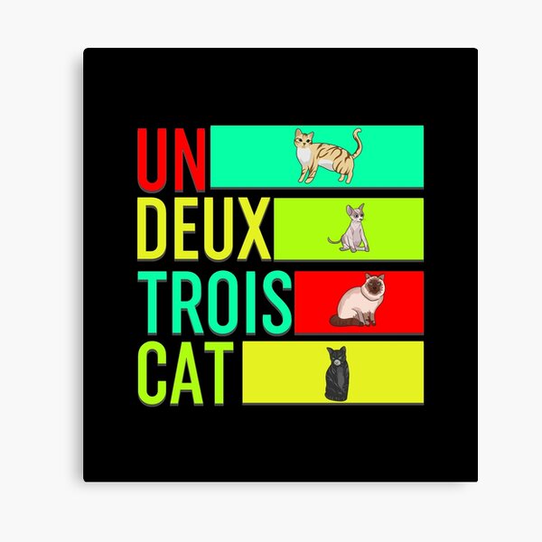 Un Deux Trois Cat Funny French Joke Canvas Prints | Redbubble