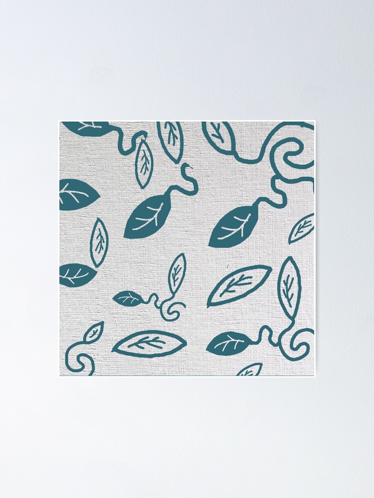 "Teal leaves white paper texture" Poster by VarshiniV | Redbubble