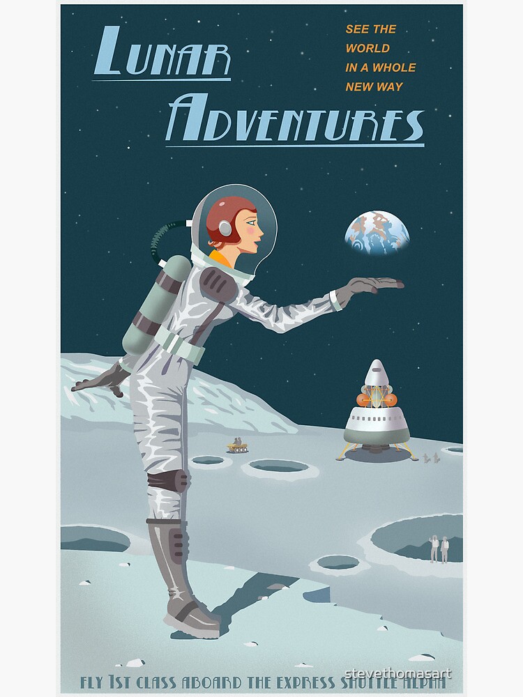 "Moon Travel Poster" Poster for Sale by stevethomasart | Redbubble